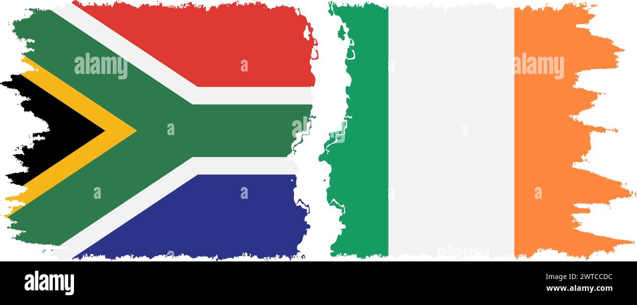 Ireland and South Africa grunge flags connection, vector Stock Vector ...
