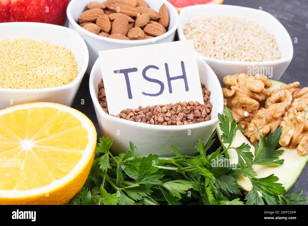 Natural ingredients, fruits and vegetables containing vitamins and ...