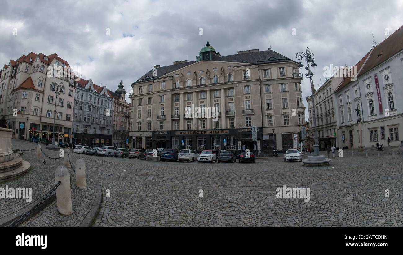 Architecture of a historical building in the city of Brno in the Czech ...