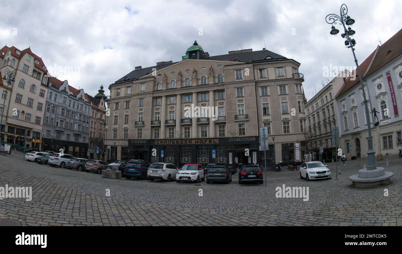 Architecture of a historical building in the city of Brno in the Czech ...