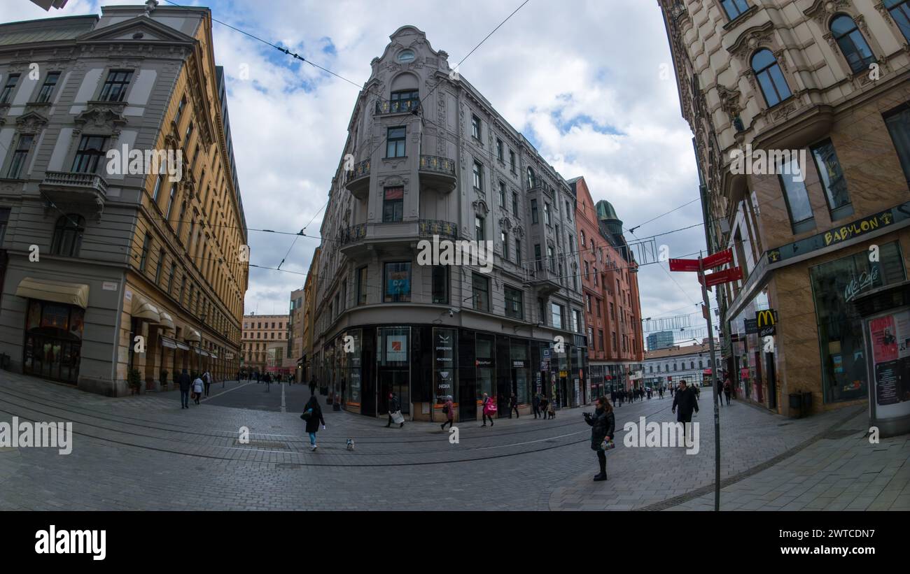 Architecture of a historical building in the city of Brno in the Czech ...