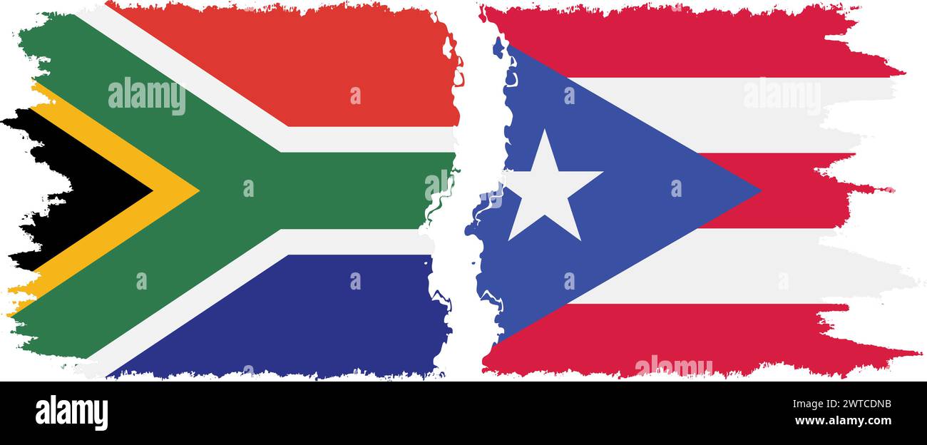 Puerto Rico and South Africa grunge flags connection, vector Stock ...