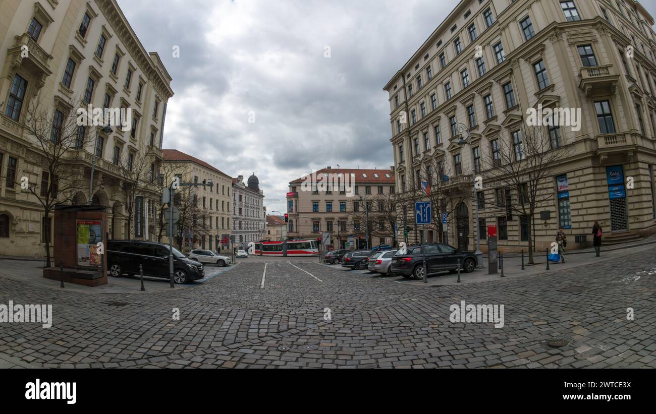 Architecture of a historical building in the city of Brno in the Czech ...
