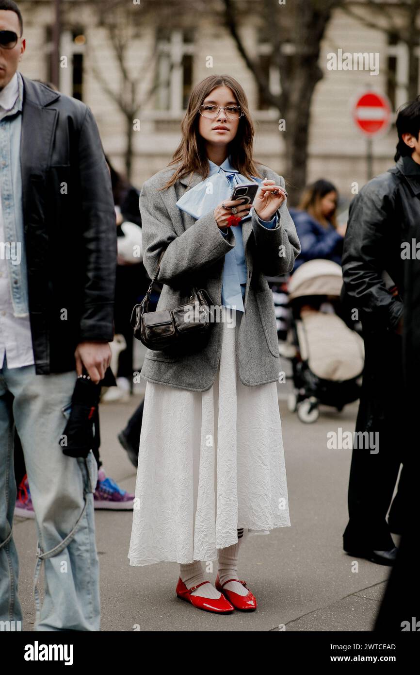 Paris, France. 17th Mar, 2024. Street style, Alexandra Sviridovskaya ...