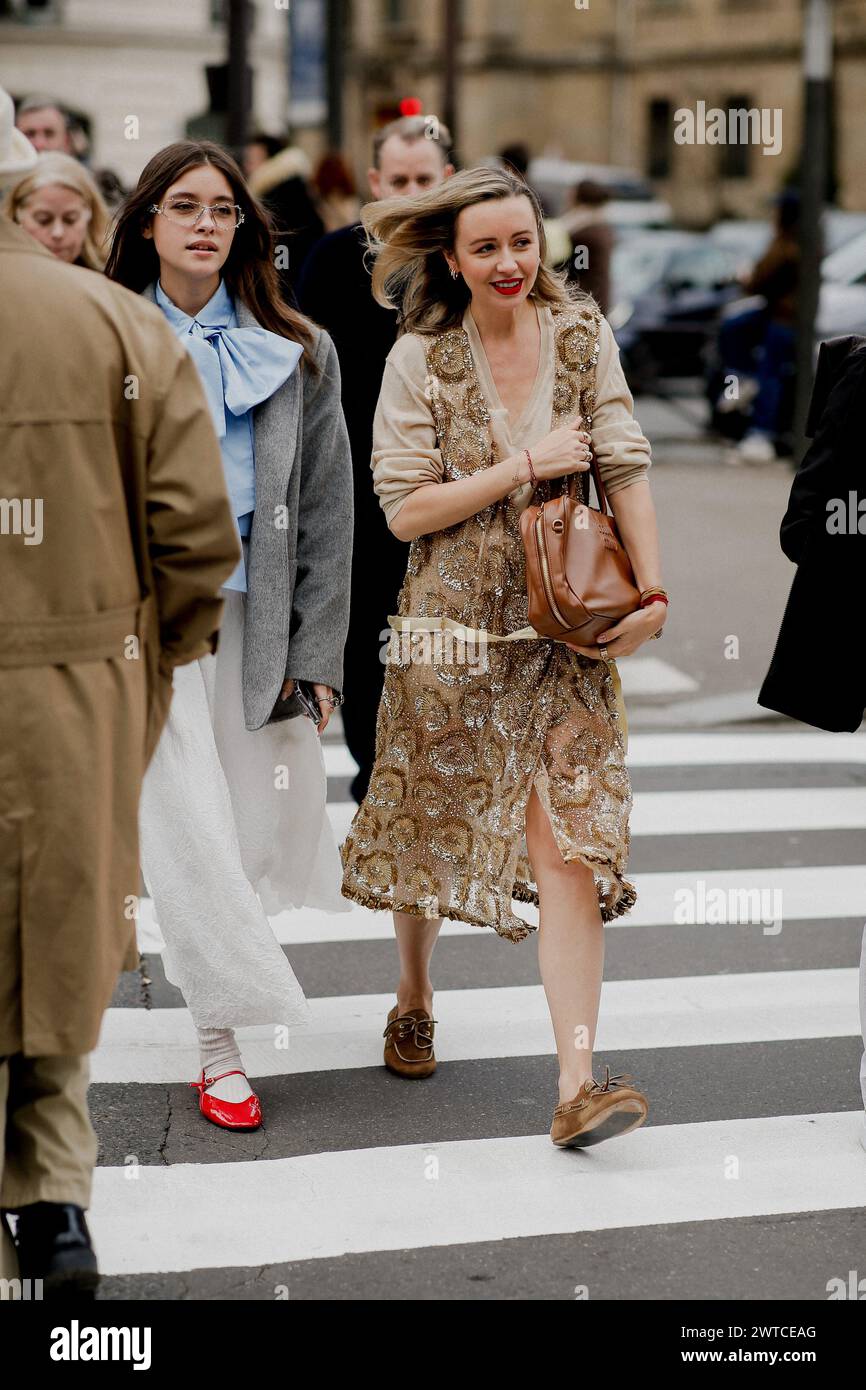 Paris, France. 17th Mar, 2024. Street style, Alexandra Sviridovskaya ...