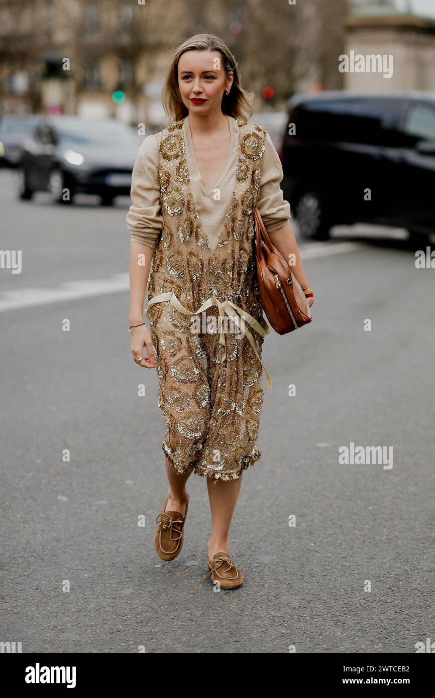 Paris, France. 17th Mar, 2024. Street style, Nataly Osmann arriving at ...
