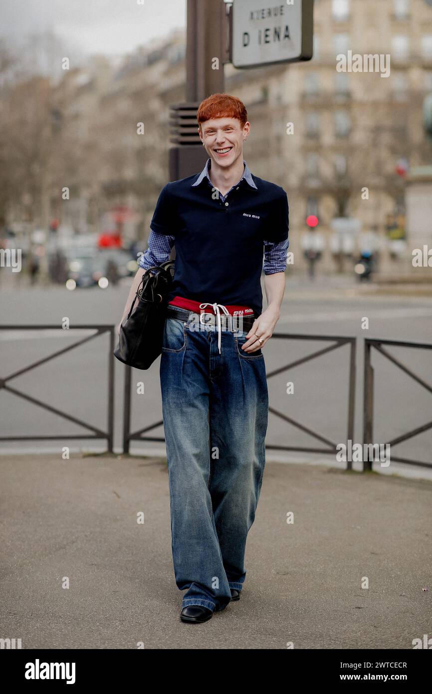 Street style, Pierre Painchaud arriving at Miu Miu Fall-Winter 2024 ...