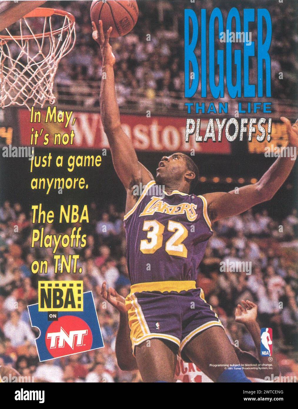 1991 Magic Johnson Los Angeles Lakers Playoffs TNT NBA Ad Stock Photo - Alamy
