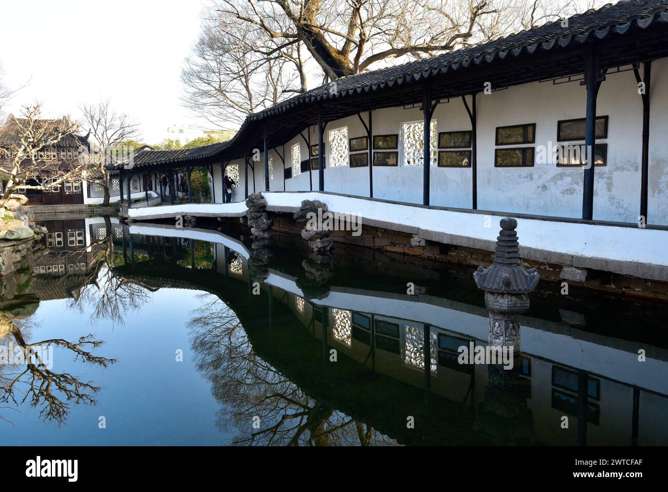 Chinese corridor in Suzhou classical garden Stock Photo - Alamy