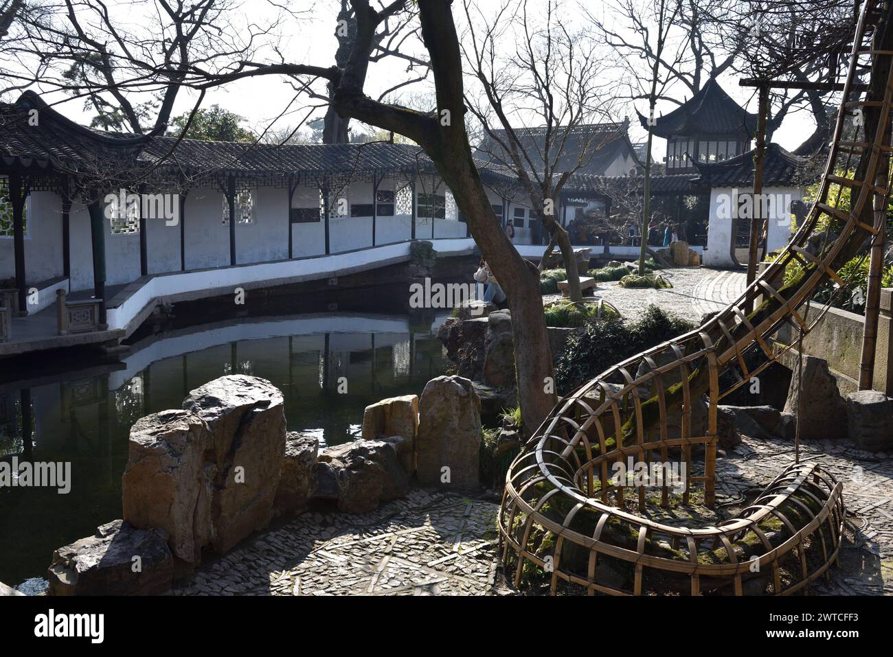 Chinese corridor in Suzhou classical garden Stock Photo - Alamy