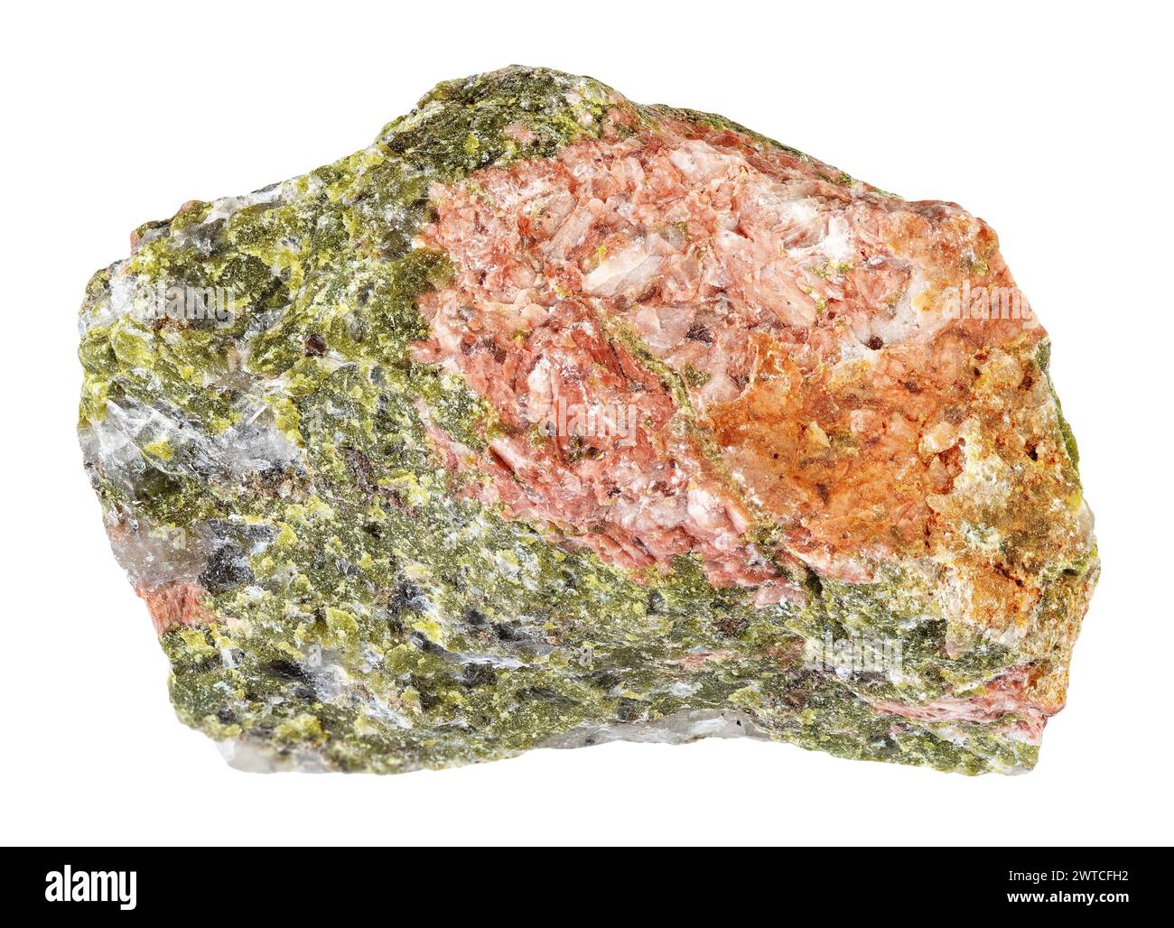 specimen of natural raw unakite mineral cutout on white background ...