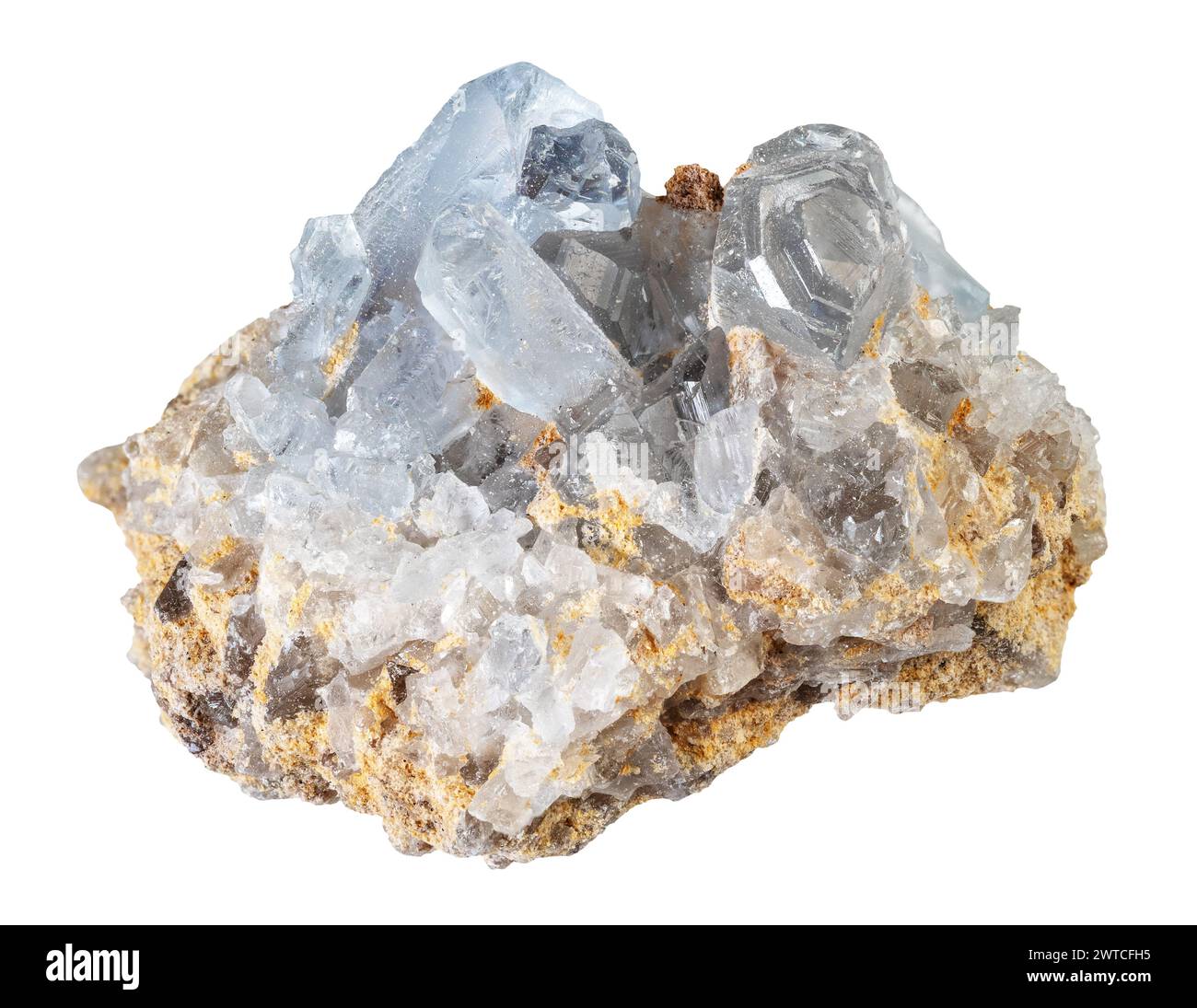 specimen of natural raw celestine rock cutout on white background Stock ...