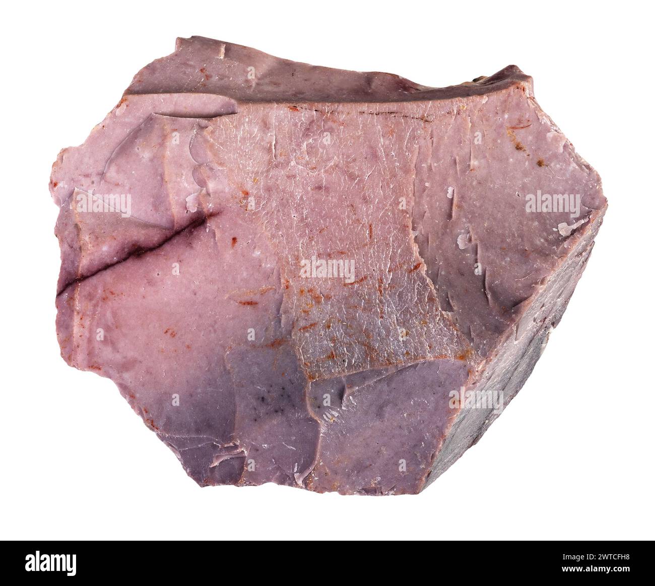 specimen of natural raw purple mookaite mineral cutout on white ...