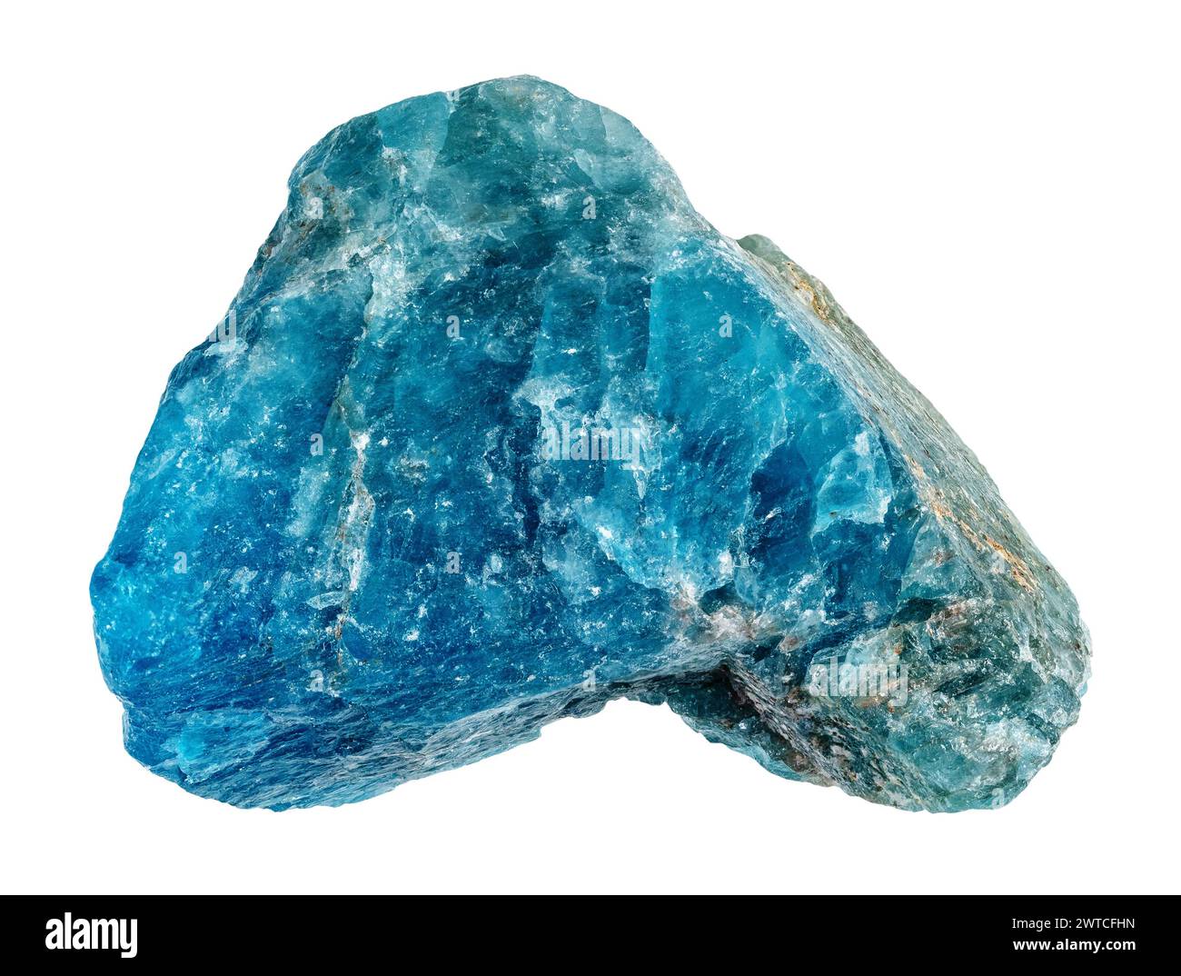 specimen of natural rough blue apatite stone cutout on white background ...