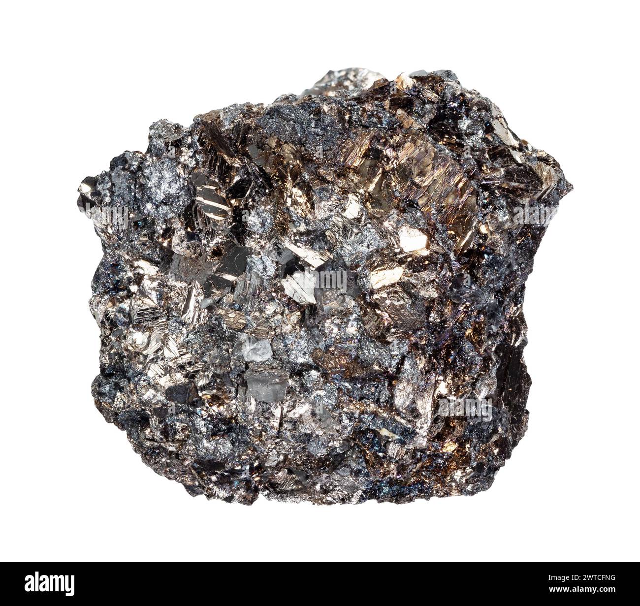 specimen of natural raw native bismuth mineral cutout on white ...