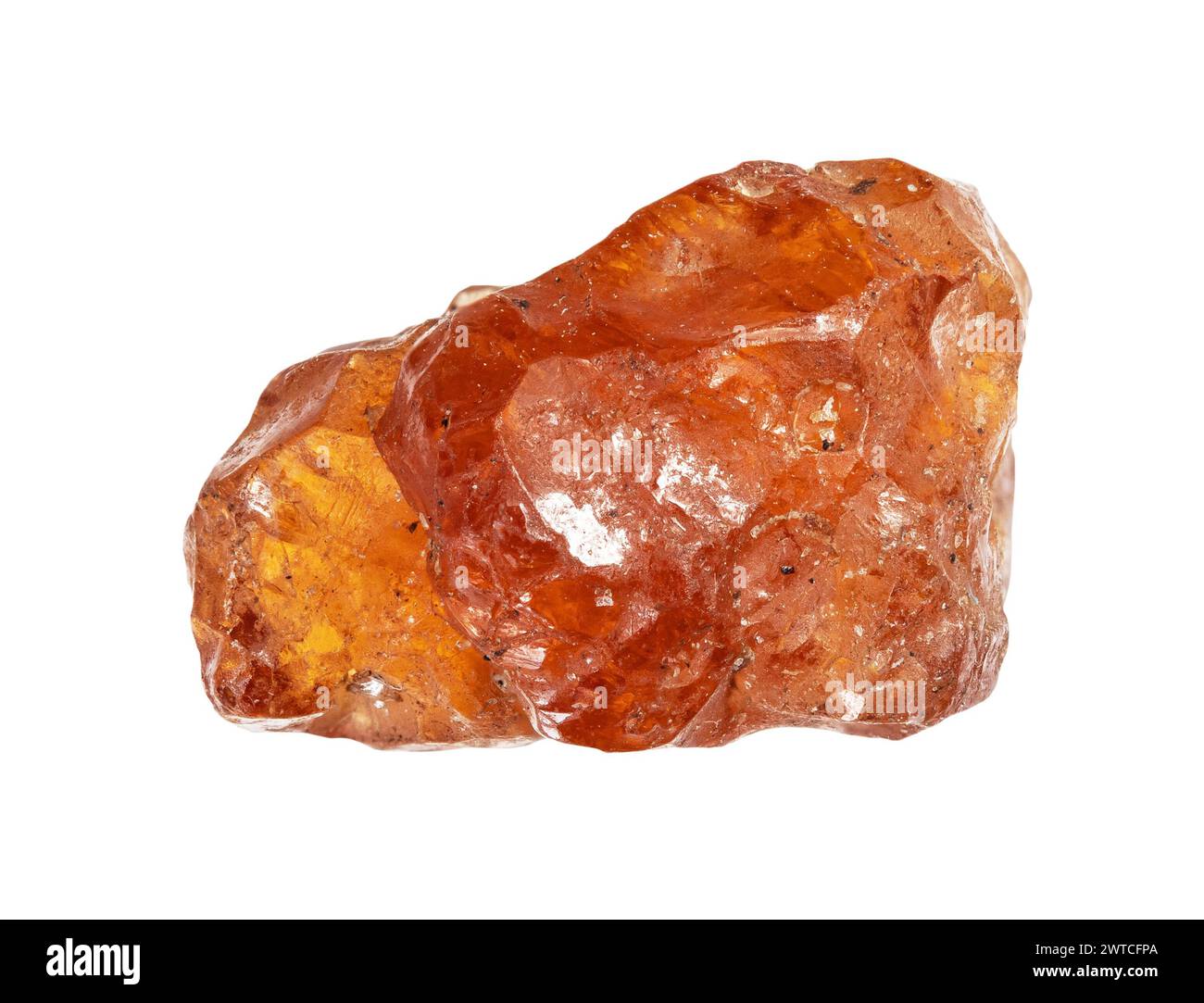 specimen of natural raw hessonite grossular crystal cutout on white ...