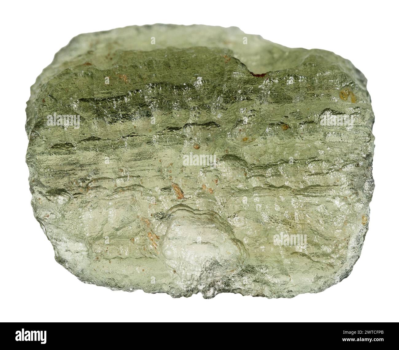 specimen of natural raw moldavite meteorite glass cutout on white ...