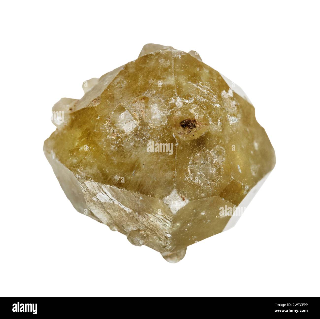 specimen of natural raw green grossular garnet crystal cutout on white ...