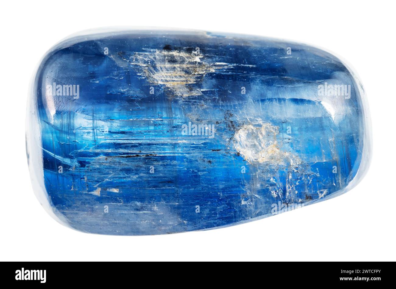 specimen of natural rolled transparent blue kyanite crystal cutout on ...