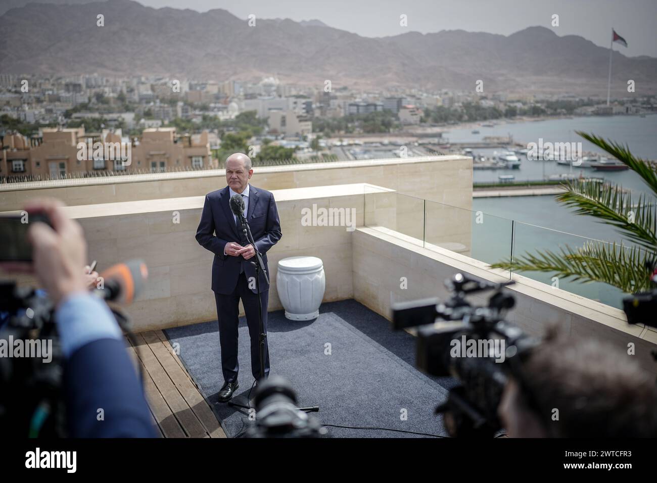 Akaba, Jordan. 17th Mar, 2024. Federal Chancellor Olaf Scholz (SPD ...