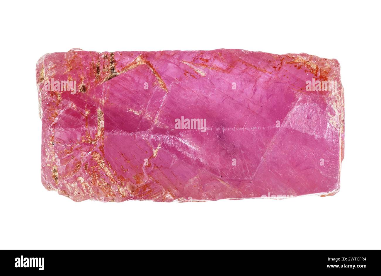 specimen of natural raw pink ruby crystal cutout on white background ...