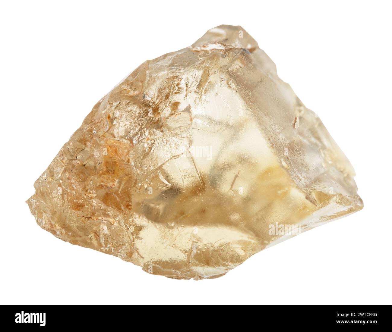 specimen of natural rough yellow scapolite crystal cutout on white ...