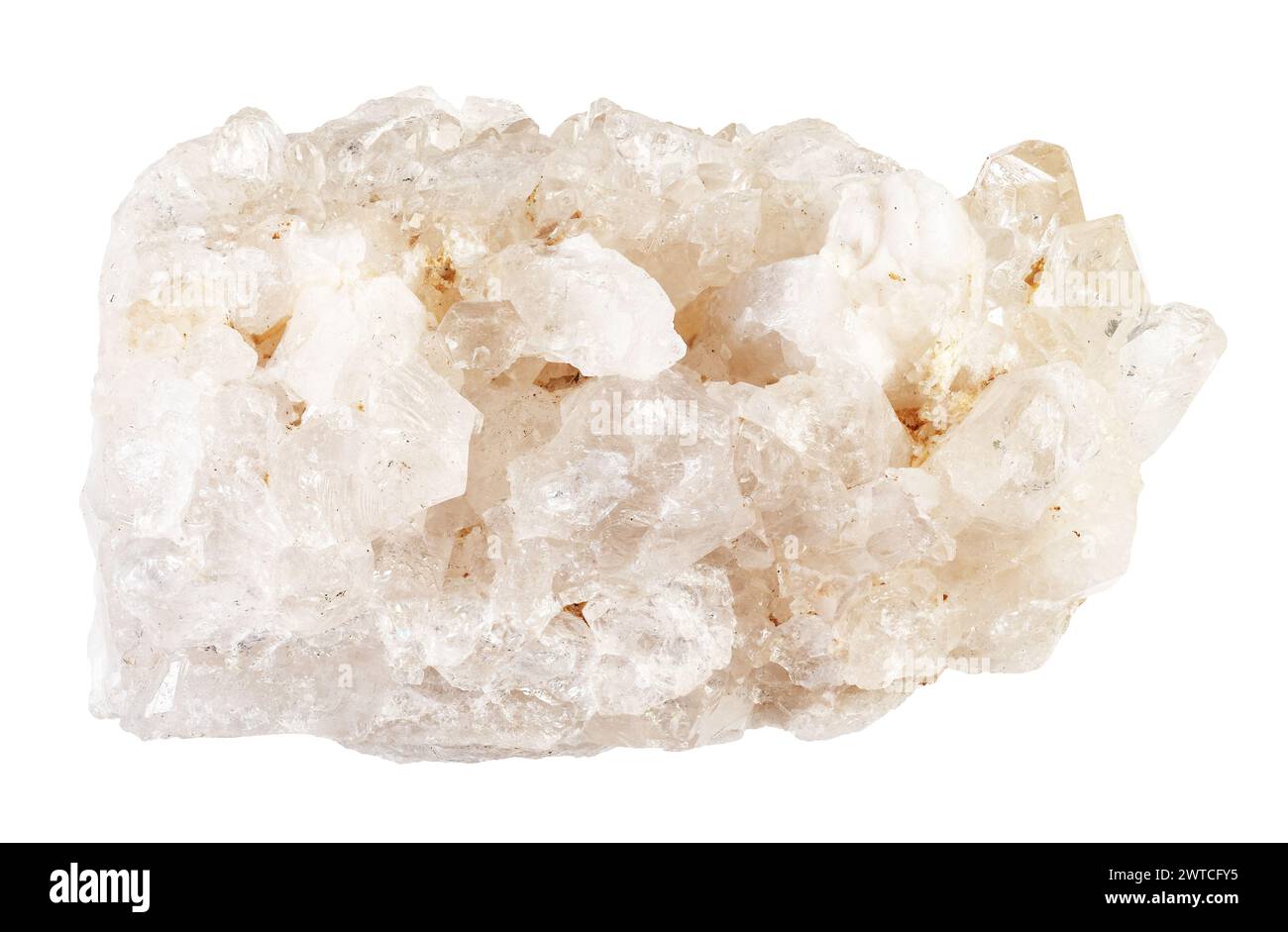 specimen of natural raw druse of quartz rock-crystal mineral cutout on ...