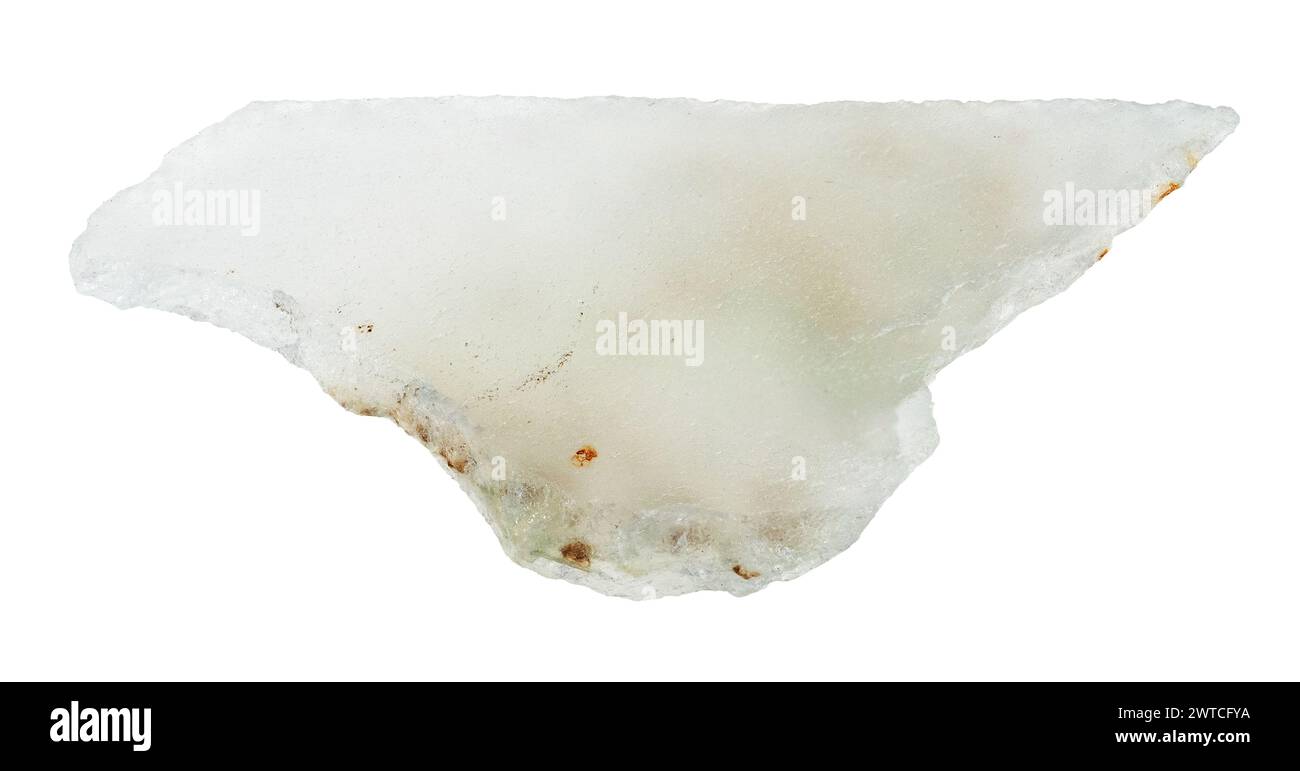 specimen of natural polished white nephrite mineral cutout on white ...