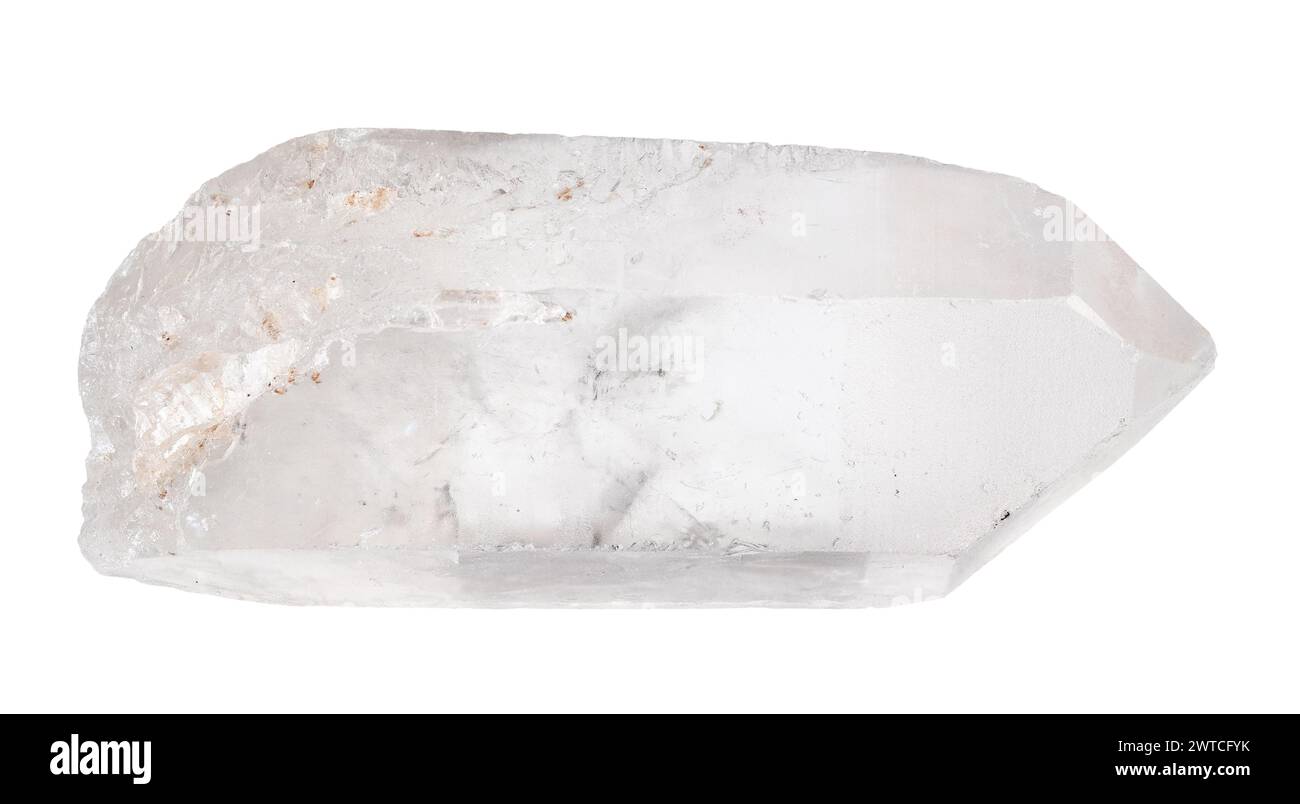 specimen of natural rough quartz crystal cutout on white background ...