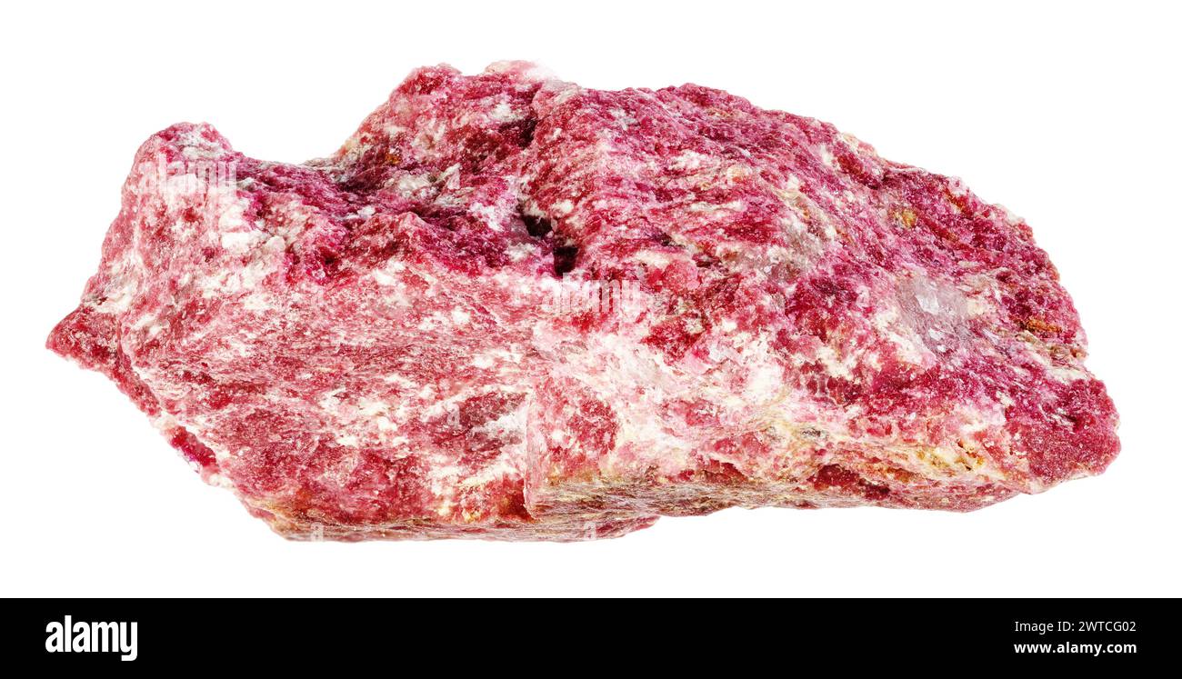 specimen of natural raw thulite rock cutout on white background Stock ...
