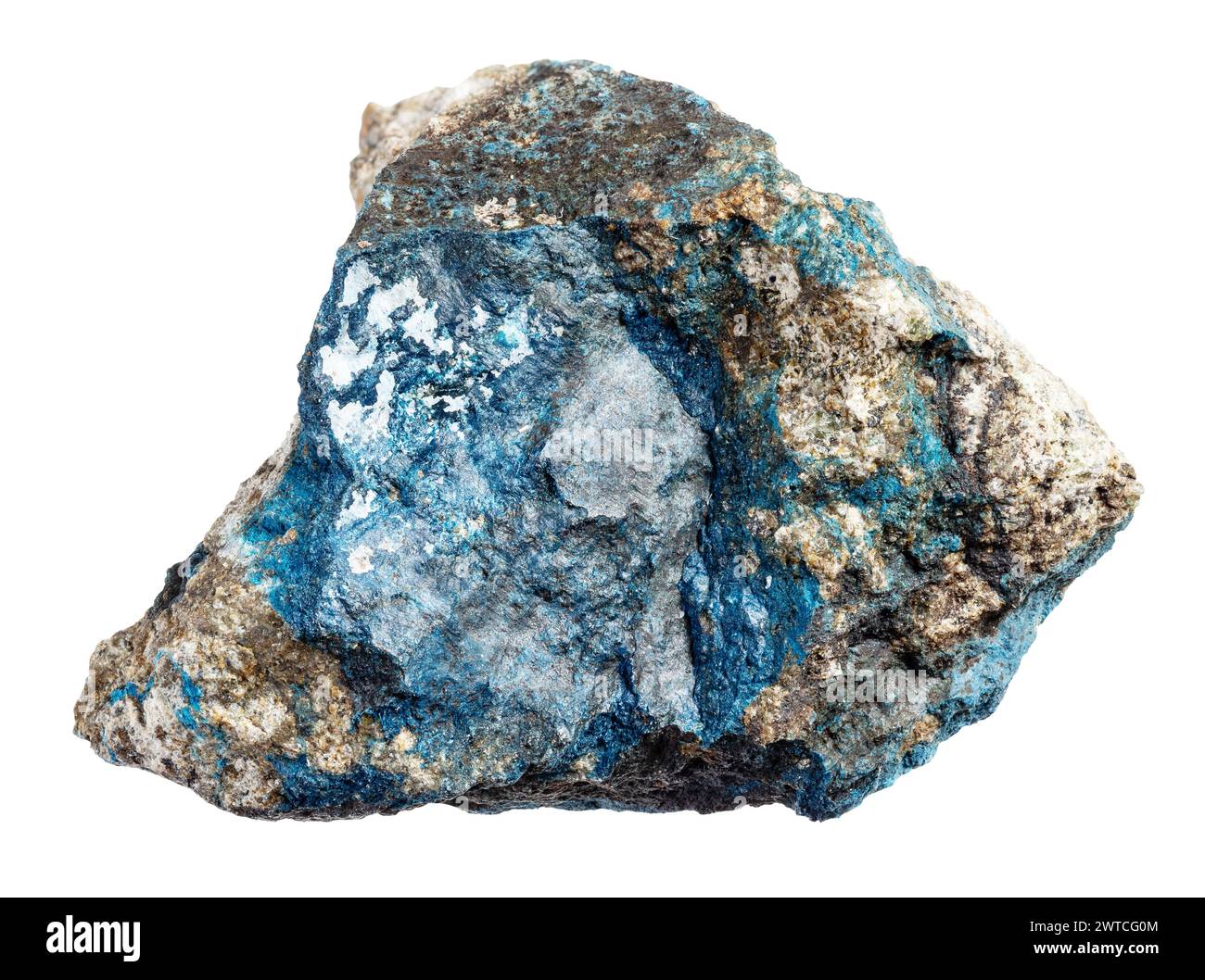 specimen of natural raw aerinite rock cutout on white background Stock ...