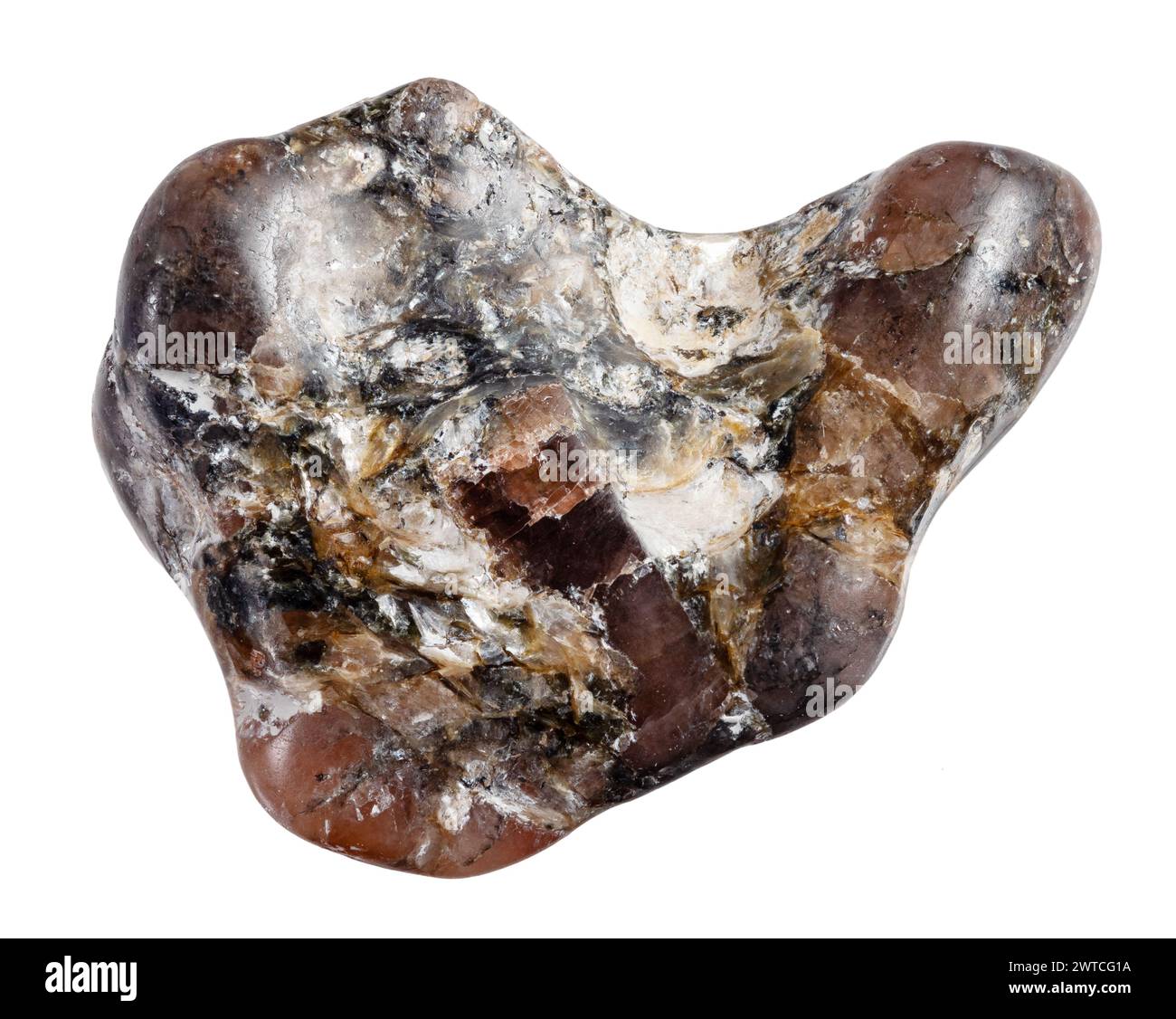 specimen of natural polished andalusite rock cutout on white background ...