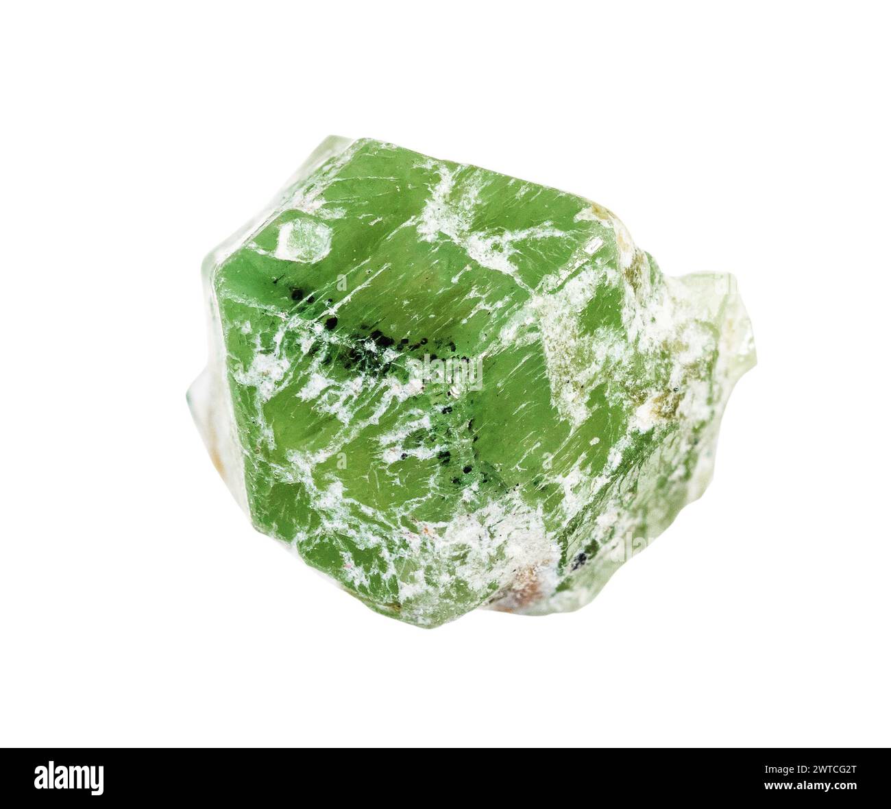 specimen of natural raw demantoid mineral cutout on white background ...