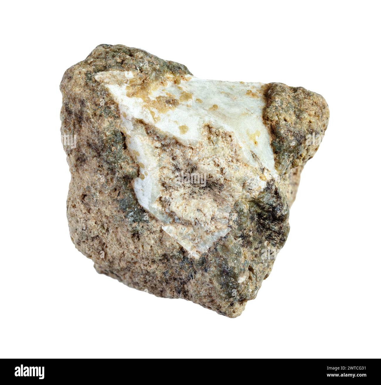 specimen of natural raw achtarandite rock cutout on white background ...