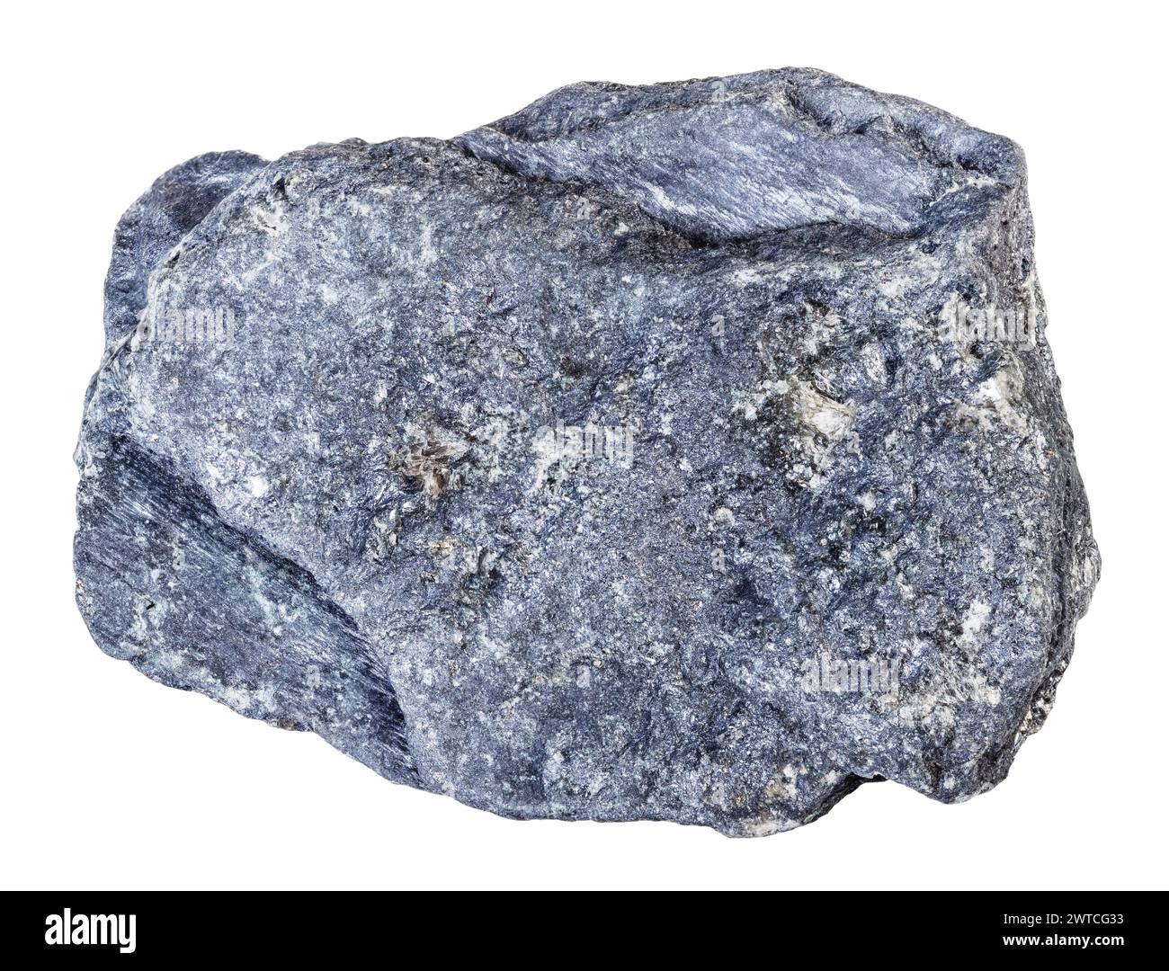 specimen of natural raw molybdenite mineral cutout on white background ...