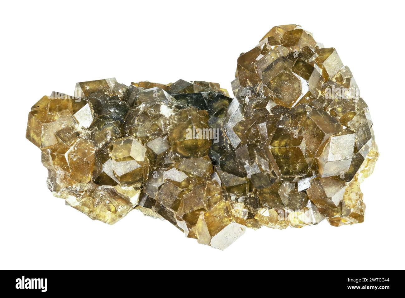 specimen of natural raw cluster of green andradite garnet crystals ...