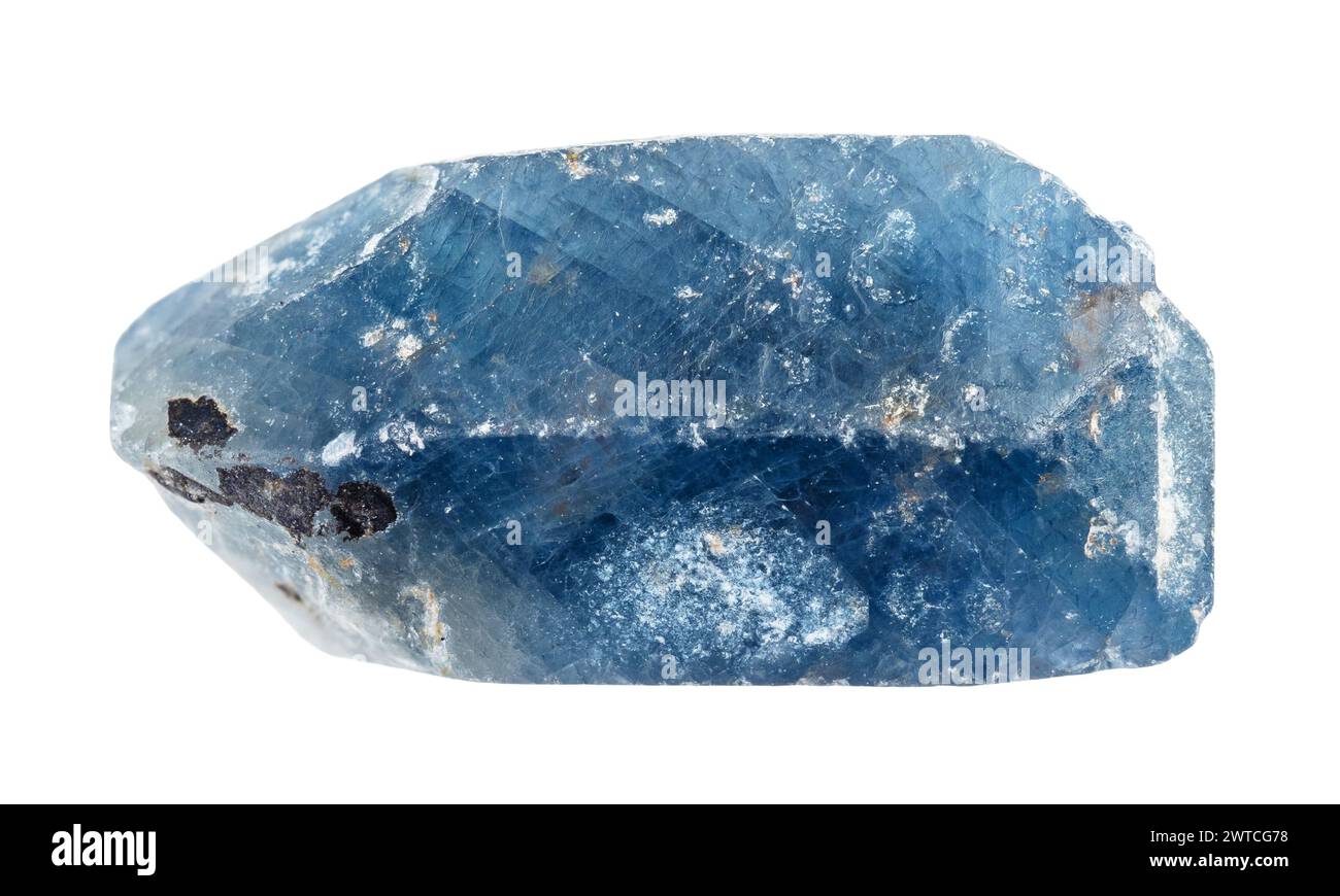 specimen of natural raw blue sapphire crystal cutout on white ...