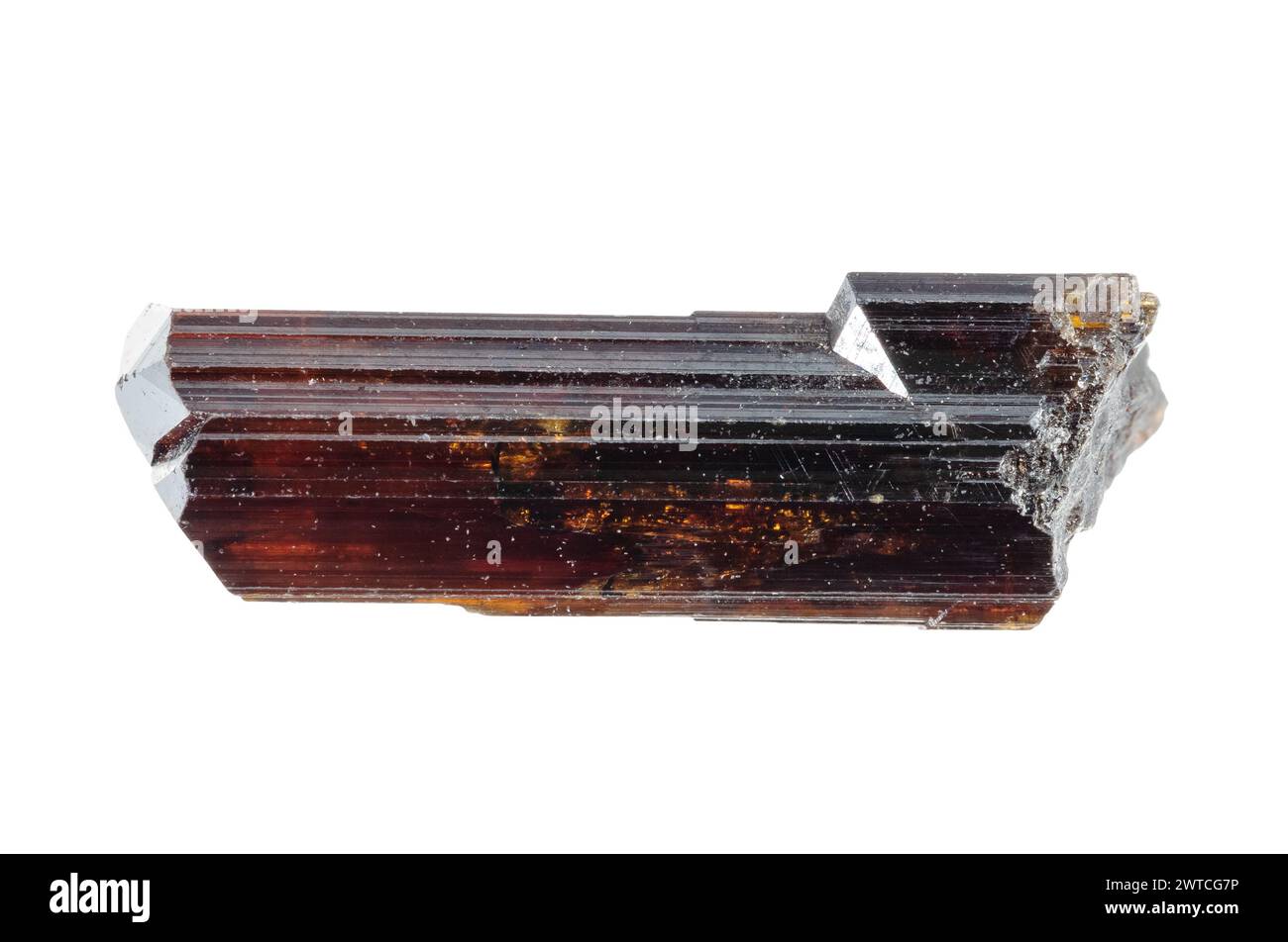 specimen of natural raw rutile crystal cutout on white background Stock ...