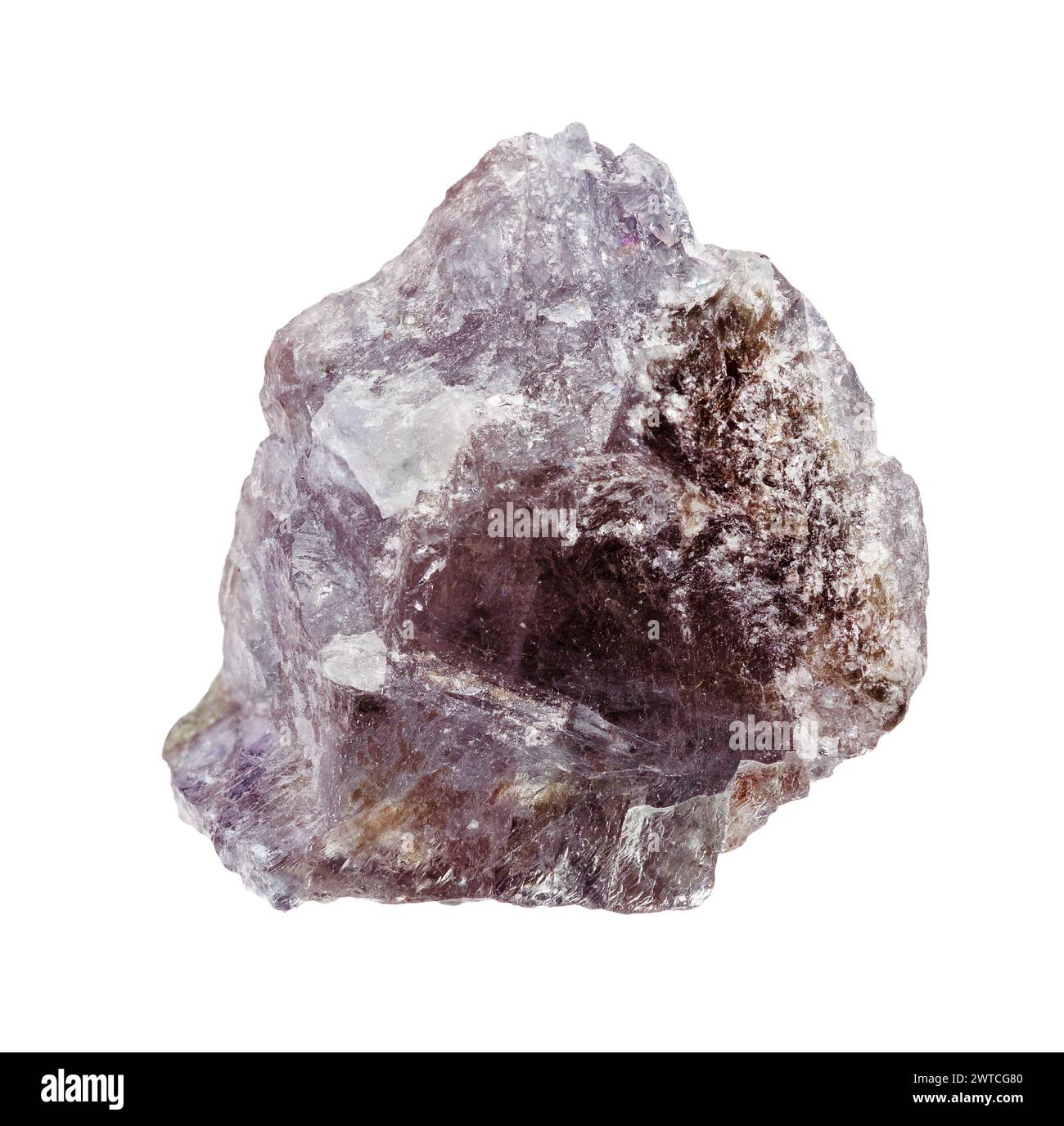 specimen of natural raw purple alexandrite crystal in electric light ...