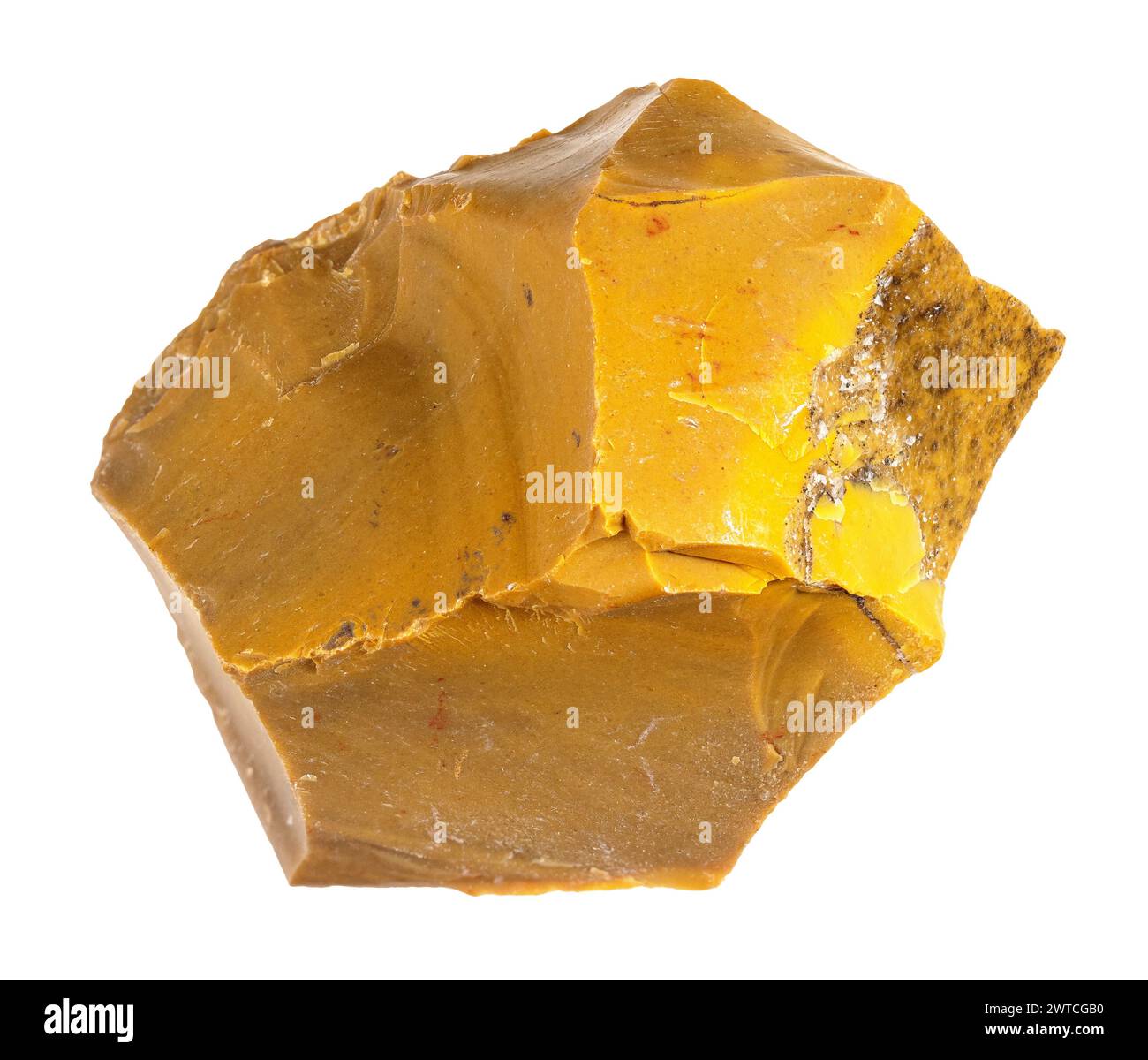 specimen of natural raw yellow mookaite mineral cutout on white ...