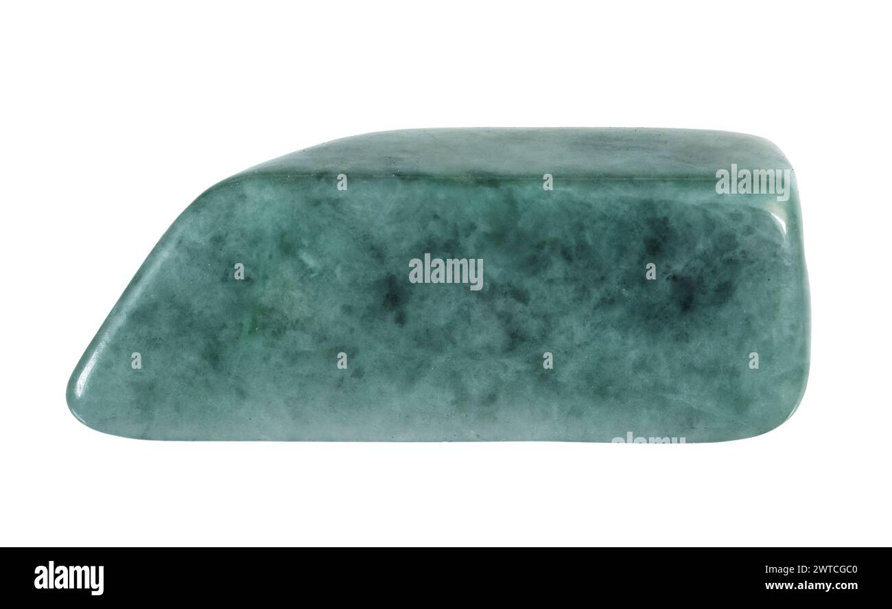 specimen of natural polished jadeite mineral cutout on white background ...