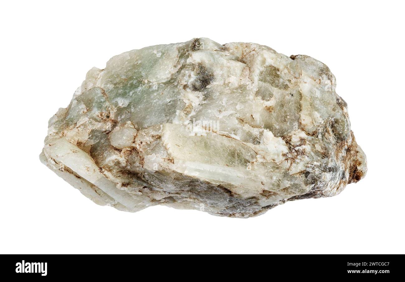 specimen of natural raw beryl mineral cutout on white background Stock ...