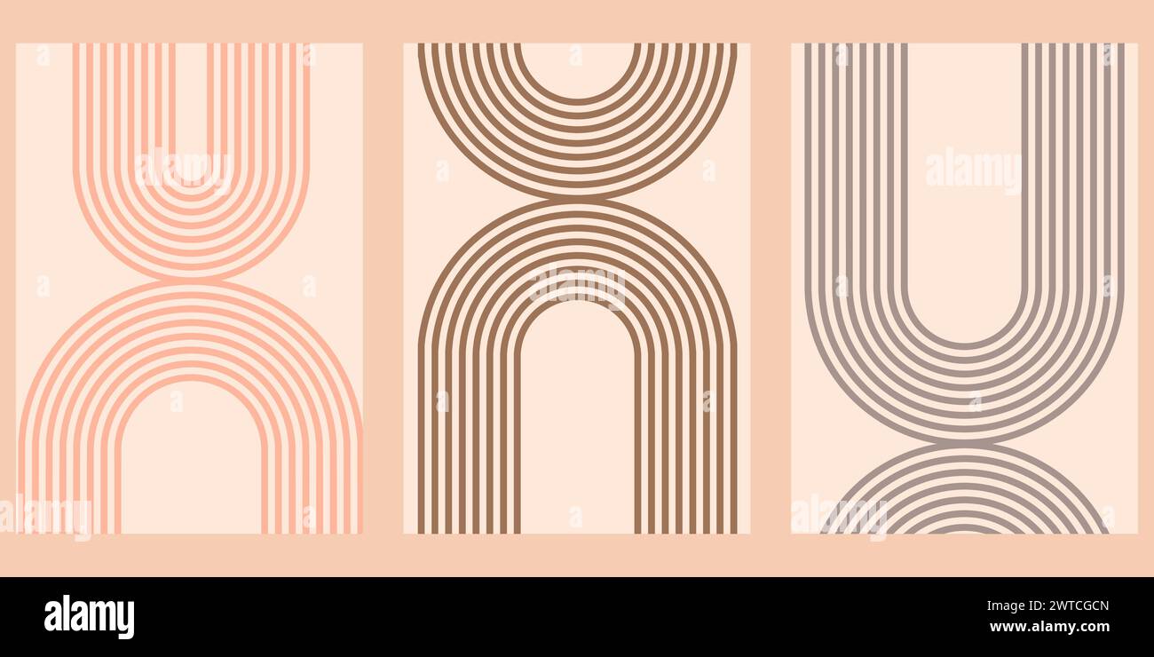 Minimalist geometric zen arches poster collection. Abstract boho shapes ...