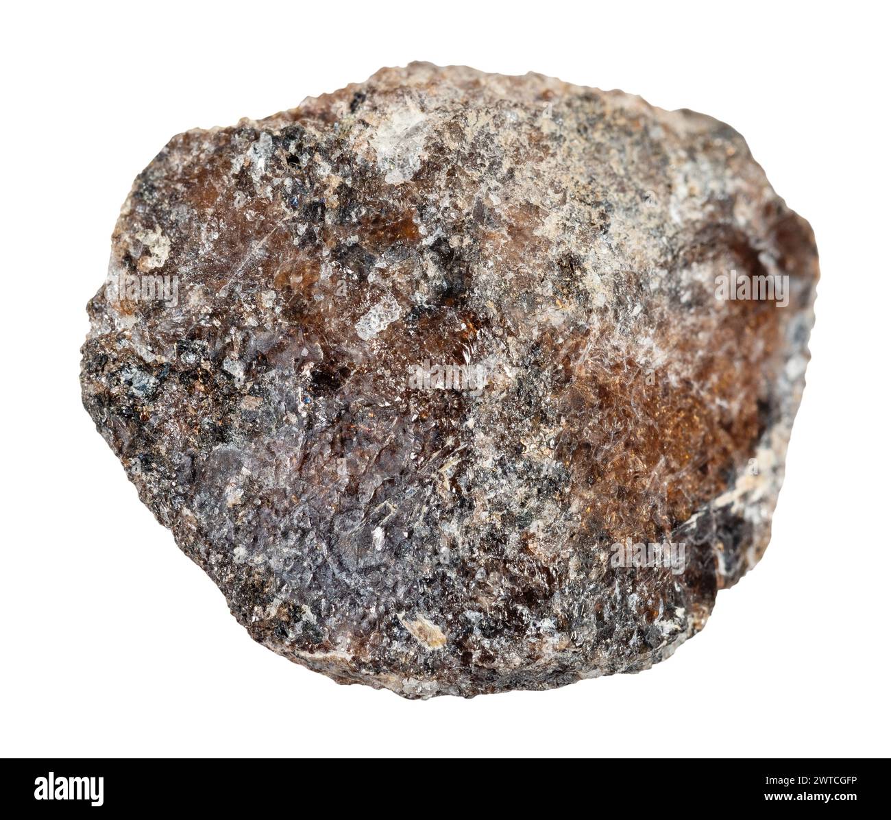 specimen of natural raw titanite mineral cutout on white background ...