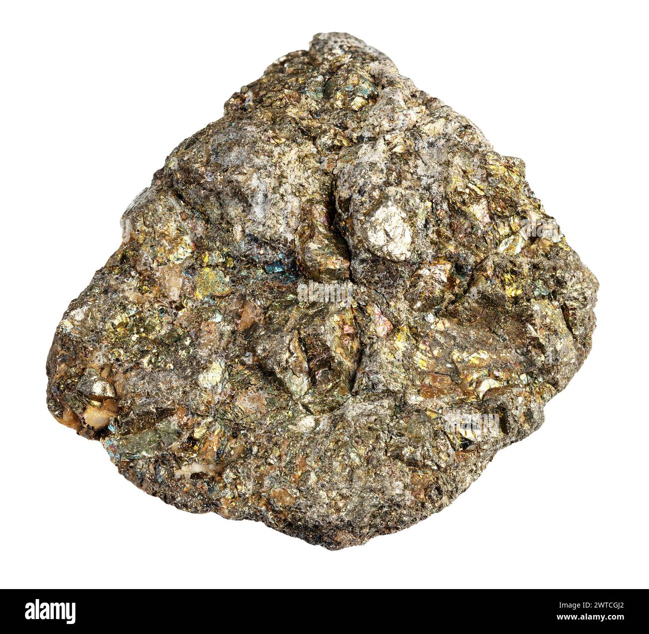 specimen of natural raw pyrite rock cutout on white background Stock ...