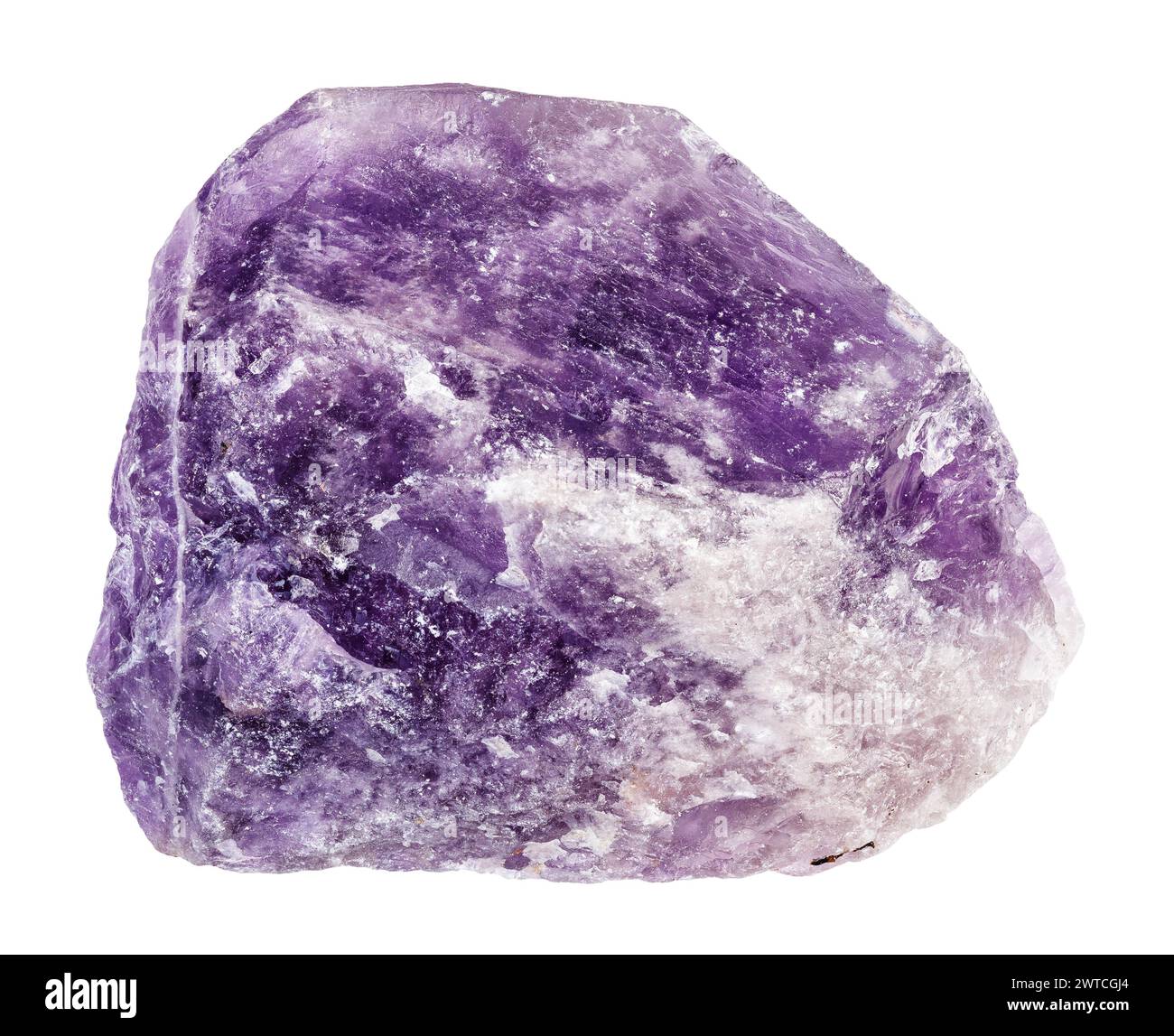 specimen of natural rough amethyst mineral cutout on white background ...