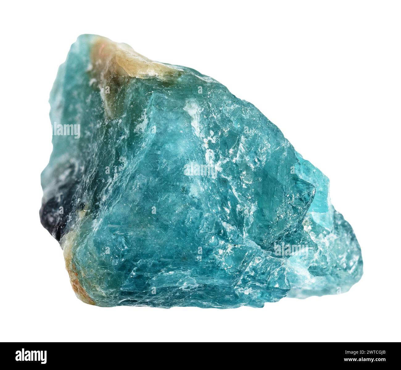 specimen of natural raw grandidierite crystal cutout on white ...