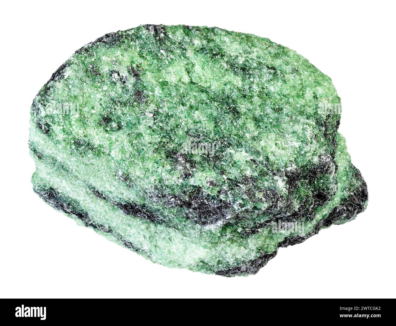 specimen of natural raw zoisite mineral cutout on white background ...