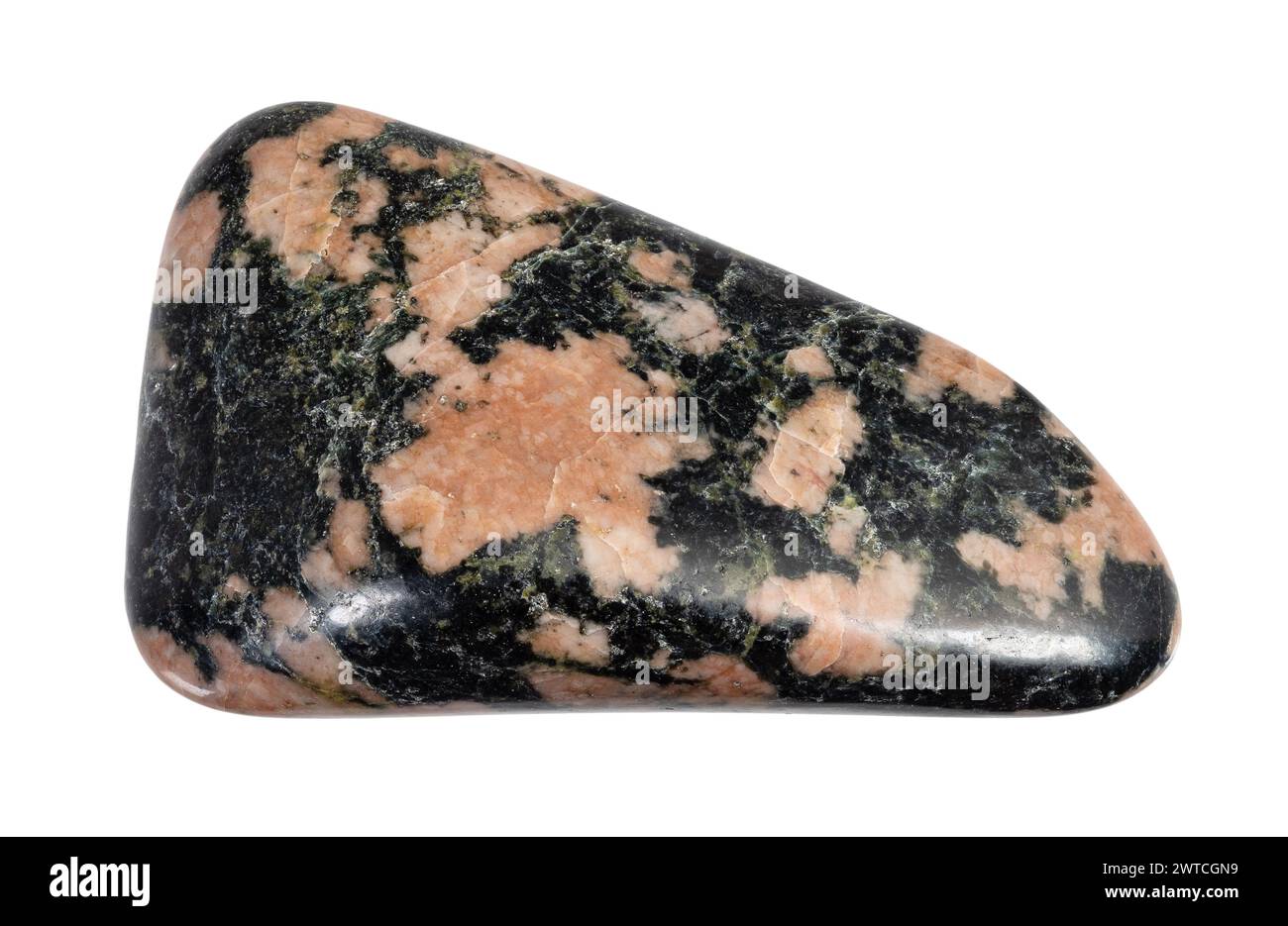 specimen of natural polished gabbro rock cutout on white background ...
