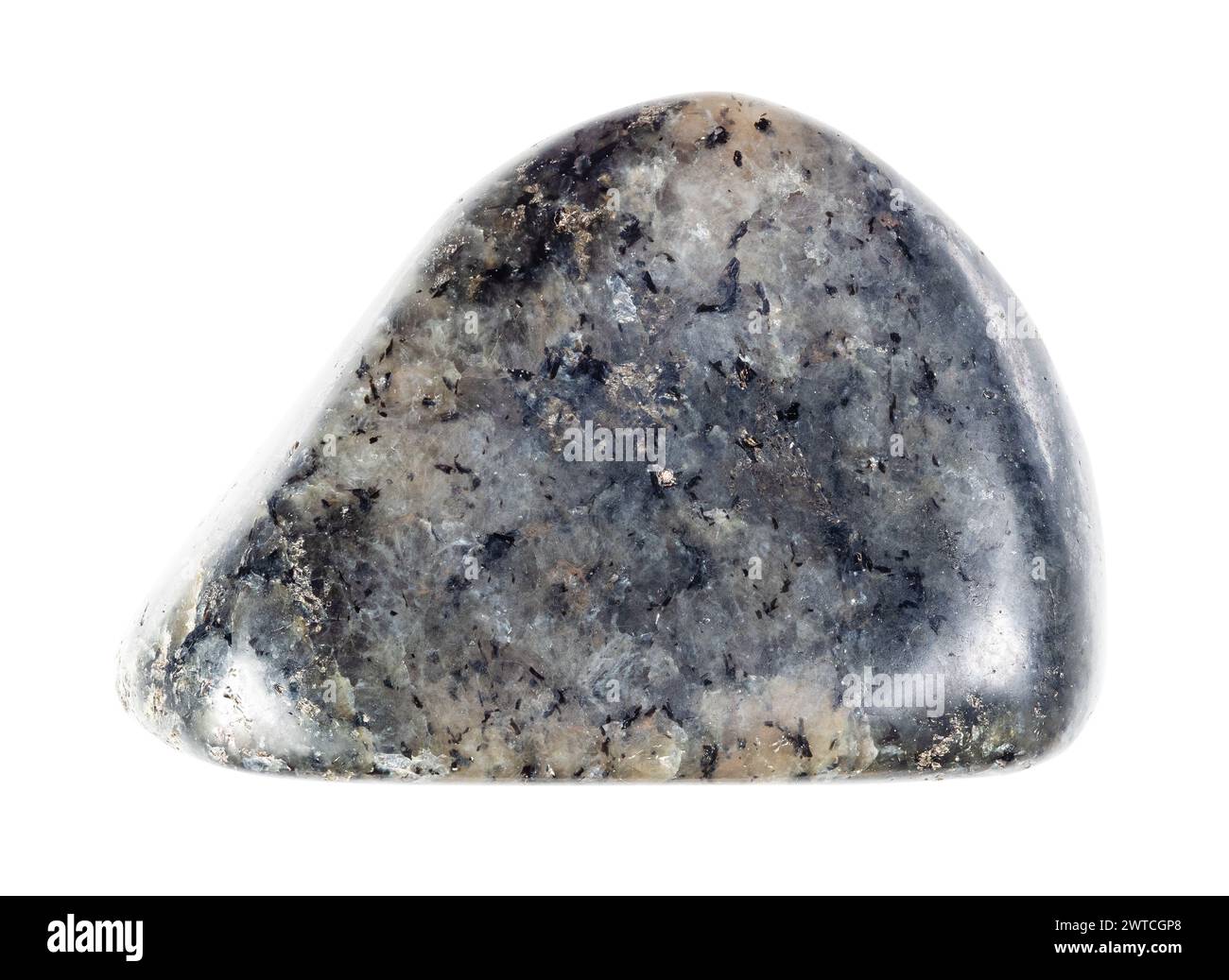 specimen of natural tumbled diorite rock cutout on white background ...